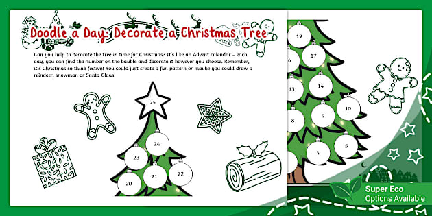 Doodle a Day: Decorate a Christmas Tree - Twinkl