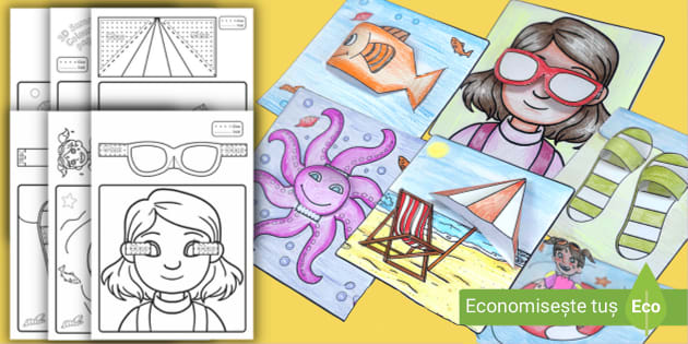 Desene 3D de colorat | Vară | Twinkl RO (teacher made)