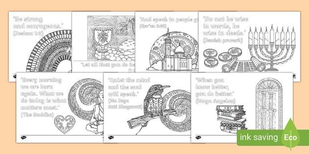 KS1 Mindfulness Colouring Religious Quotes New School Year