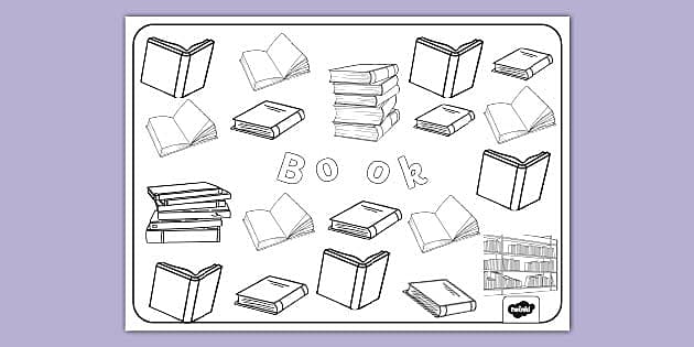 Book Doodle Colouring Page (teacher made) - Twinkl