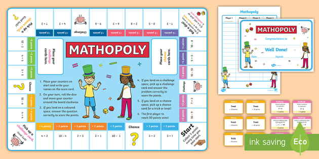 Addition and Subtraction within 10 Mathopoly Board Game