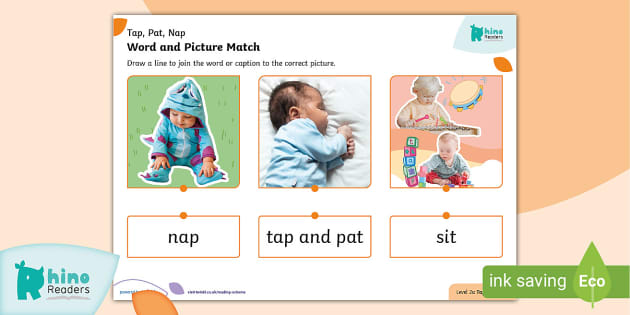Level 2a Tap, Pat, Nap: Word and Picture Match - Twinkl