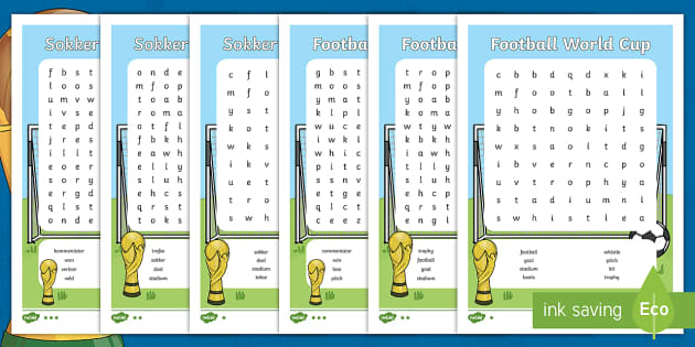 Football World Cup Differentiated Word Search English/Afrikaans