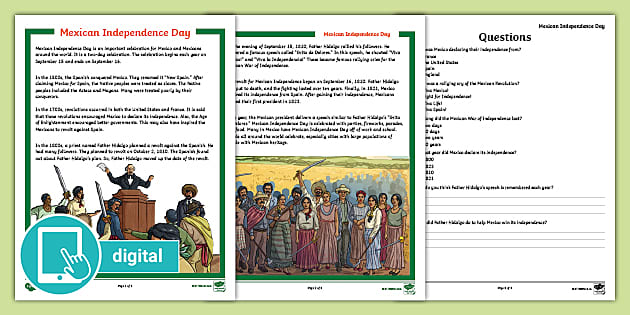 4th Grade Mexican Independence Day Reading Comprehension