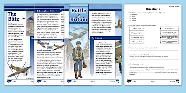 Battle of Britain Comprehension Activity | Twinkl History