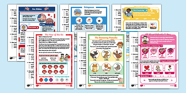 KS1 February Reading Comprehension Activity Pack