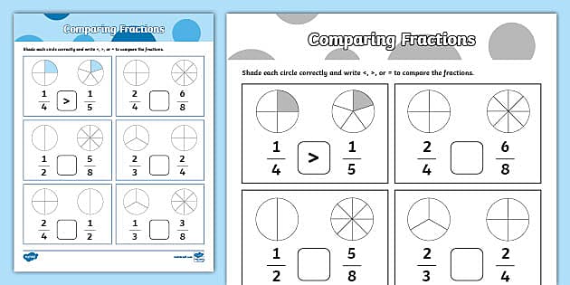 Comparing Fractions Worksheet