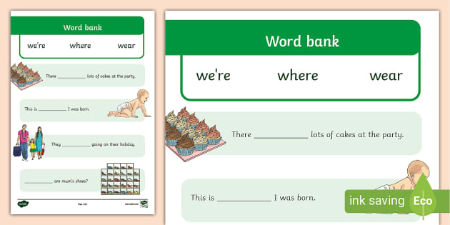 Were We're Where And Wear Worksheet (teacher made) - Twinkl