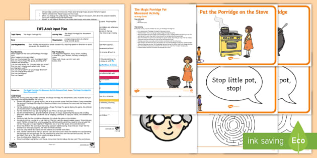 Eyfs The Magic Porridge Pot Movement Activity Adult Input Plan And Resource