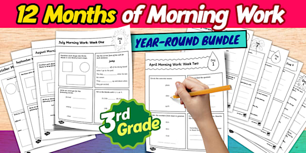Third Grade 12 Months of Morning Work Pack - Twinkl
