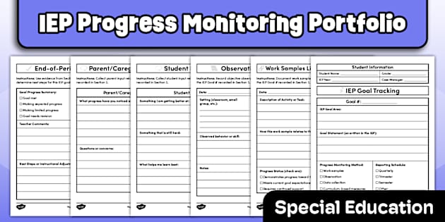 IEP Progress Monitoring Portfolio for Special Education