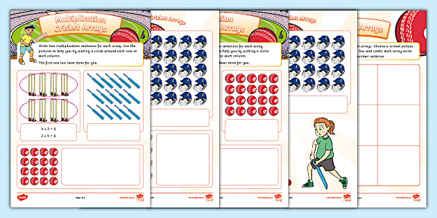 Cricket Themed Arrays Activity Sheet (teacher made) - Twinkl Cricket Themed Arrays Activity Sheet (teacher made) - Twinkl