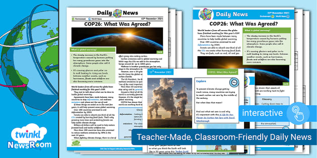 The COP26 Agreements for Kids | News Story & Activities