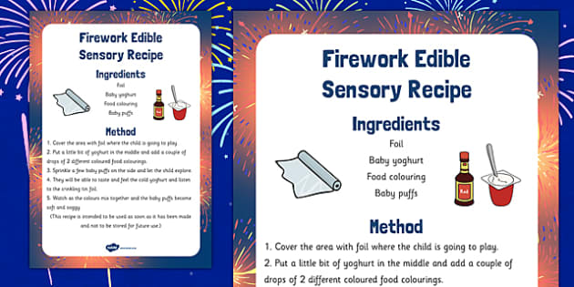 Firework Edible Sensory Recipe (teacher made)