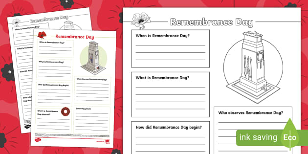 Remembrance Day Fact File Template (profesor hizo) - Twinkl