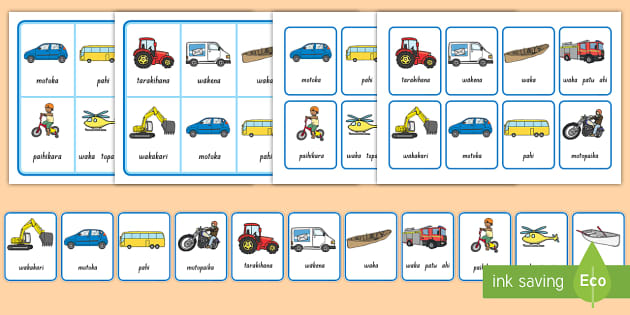 Transport Matching Cards and Board Game Te Reo Māori