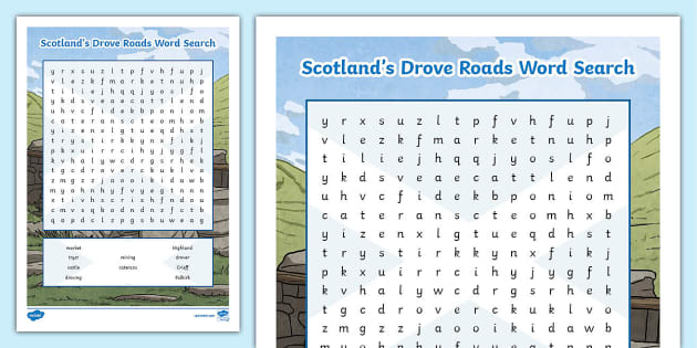 Scotland's Drove Roads Word Search - Twinkl