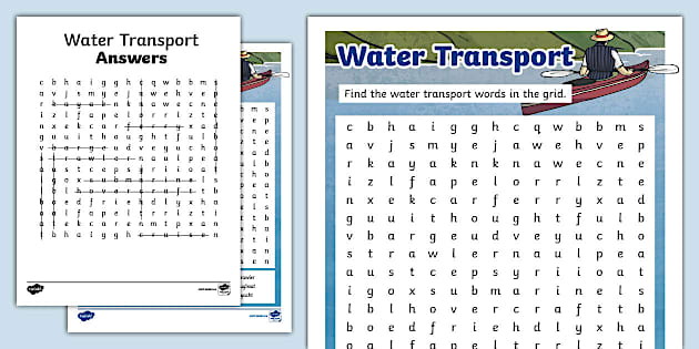 Water Transport Word Search - Twinkl Canada