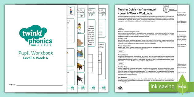 Level 6 Week 4 Phonics Workbook - Primary Resources