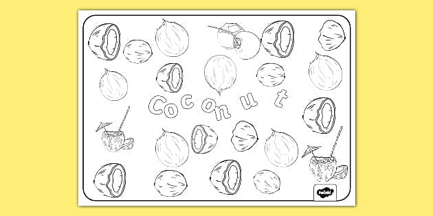 Coconut Doodle Colouring Page (teacher made) - Twinkl