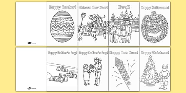 Colouring Celebration Greetings Cards Professor Feito