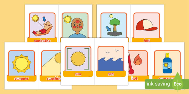 Summer Suns Vocabulary Display Cut-Outs | Twinkl Symbols
