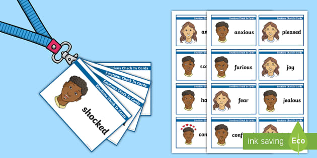 Lanyard-Sized Emotions Check In Cards (teacher made)