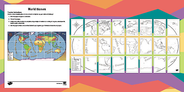 World Biomes Map Collaborative Art Pack (teacher made)
