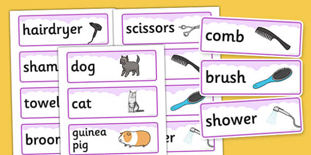 Pet Groomers Role Play Labels