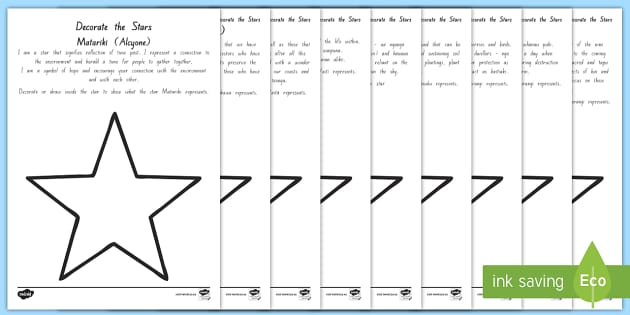 Decorate the Nine Stars Worksheets - Twinkl