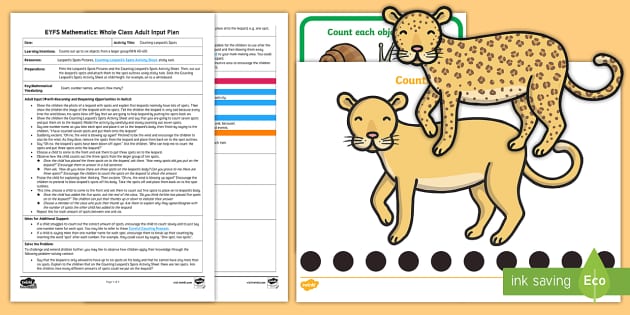 EYFS Maths: Counting Leopard's Spots Whole Class Activity Adult Input ...