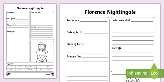 Florence Nightingale Fact File Template,florence nightingale