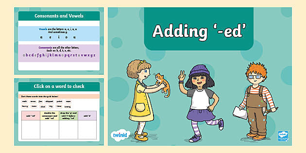 Adding -Ed PowerPoint for double rule spelling practice | NZ