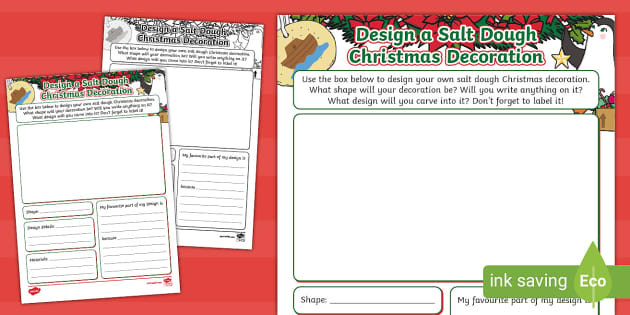 Design a Salt Dough Christmas Decoration Worksheet - Twinkl