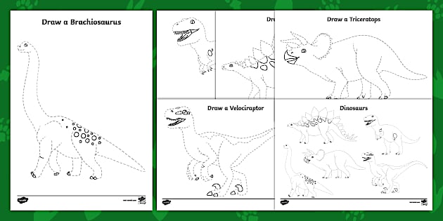 EYFS Draw a Dinosaur Pencil Control Activity Pack