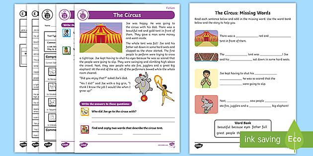 Level 10: 'The Circus' 60-Second Reading Set 1 Intervention Pack