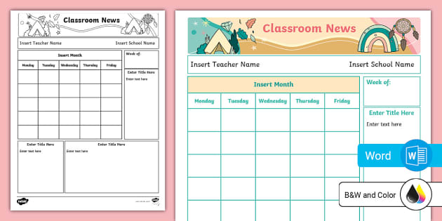 Editable Boho Theme Newsletter (Teacher-Made) - Twinkl