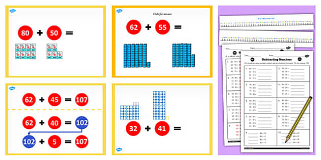 Year 2 Adding 2 2 Digit Numbers Crossing 100 Not Crossing 10 Lesson 