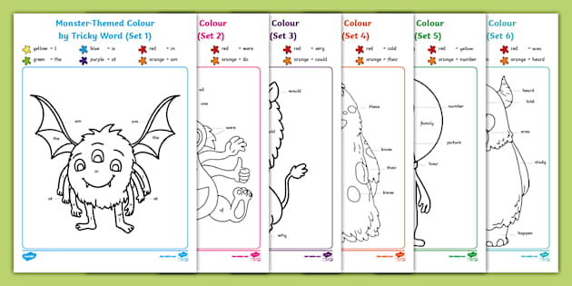 Monster-Themed Colour by Tricky Word Resource Pack - Twinkl