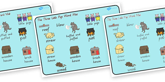 The 3 Little Pigs Word Mat (Hecho por educadores) - Twinkl