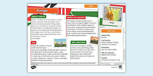 Kenya Fact File KS2 (teacher made) - Twinkl