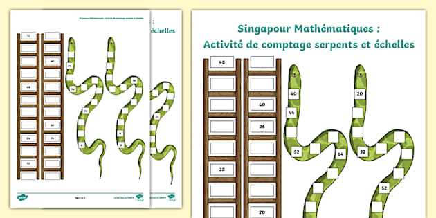 Singapour Mathématiques : Activité de comptage serpents et échelles