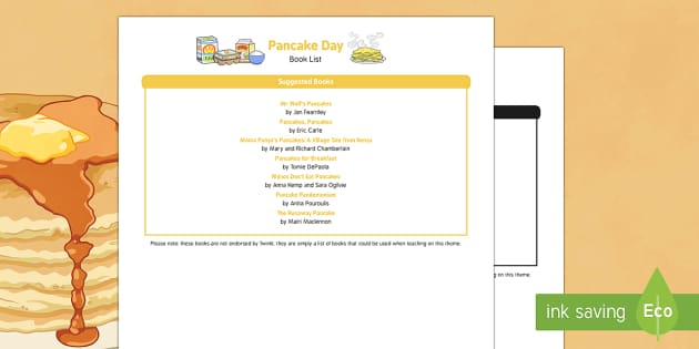 Pancake Day Book List (Hecho por educadores) - Twinkl