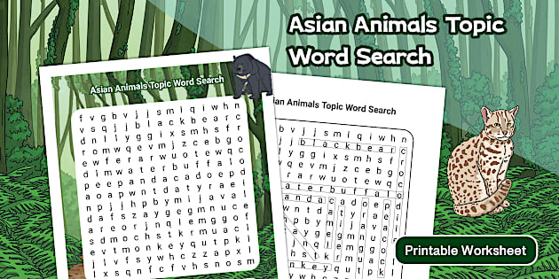 Asian Animals Topic Word Search