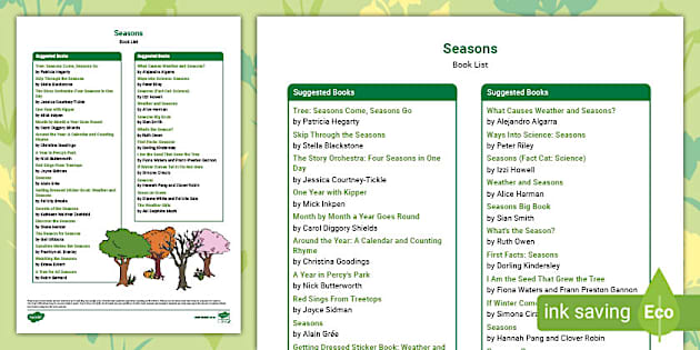 Seasons Book List | Twinkl