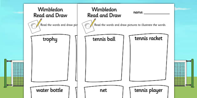 Wimbledon Tennis Read and Draw Worksheet (teacher made)