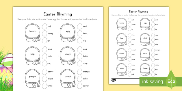 Easter Basket Rhyming Activity