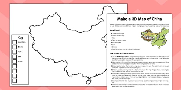 Make a 3D Map of China Adult Guidance (teacher made)