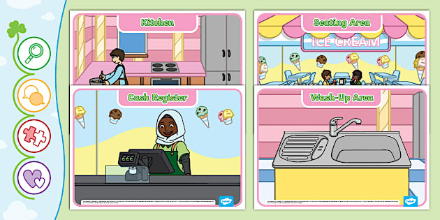 The Ice-Cream Shop Areas (Hecho por educadores) - Twinkl