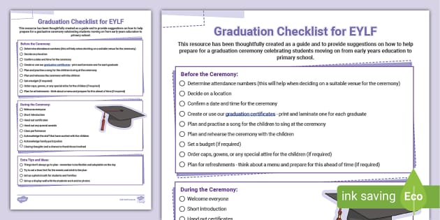 EYLF Graduation Checklist (teacher made) - Twinkl